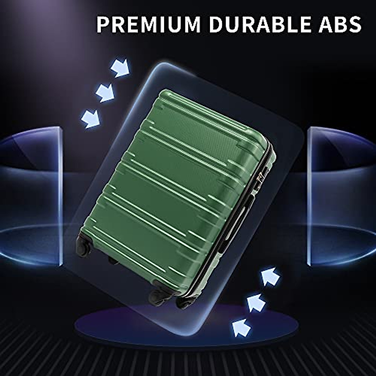 Merax Unisex-Adult (Novelty and Luggage Spinner Expandable Hardshell Lightweight Abs Suitcase 20”24”28”, 3 Pcs Set-Green, One_Size