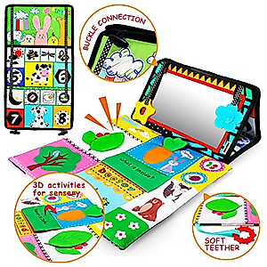 beetoy Tummy Time Baby Mirror Toys with Black and White Pattern, Double High Contrast 3D Activity Play Crinkle Toys Foldable Baby Mirror Sensory Development Toys for Newborn 0 3 6 Months