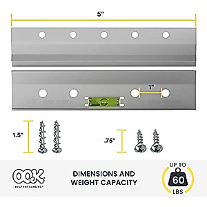 OOK 533212 French Cleat, Picture and Mirror Hanger with Hardware, 60lb, Aluminum (7 Piece)