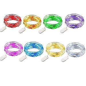VOOKRY 8 Pack 30 LED Fairy Lights Battery Operated-10ft Mini Copper Wire String Lights Firefly Starry Moon Lights for DIY Crafts Wedding Party Table Centerpieces Bedroom Costume Christmas(Multicolor)