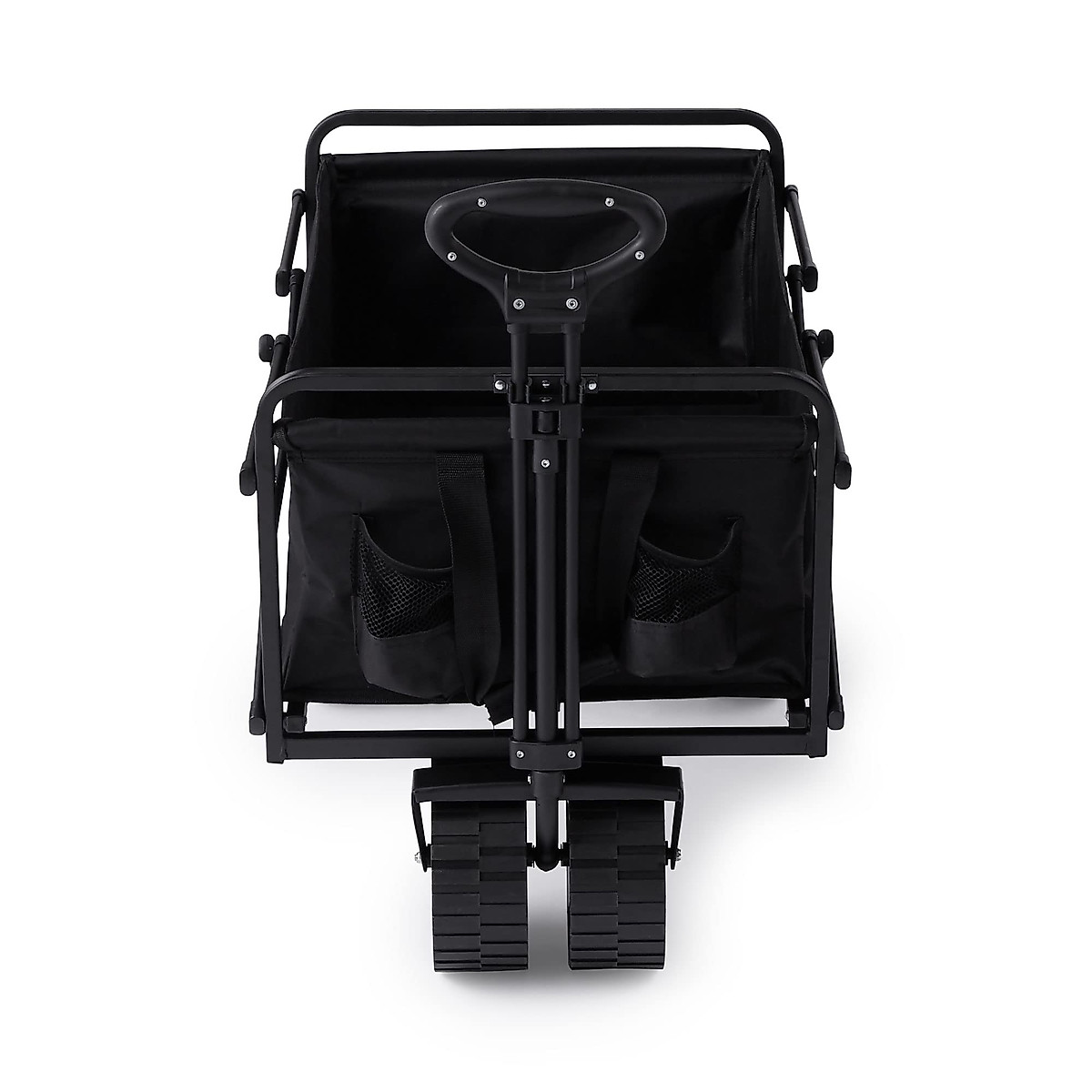 Seina 150 Pound Capacity Heavy Duty Steel Frame Collapsible Folding Outdoor Portable Utility Cart Wagon with All Terrain Plastic Wheels, Black