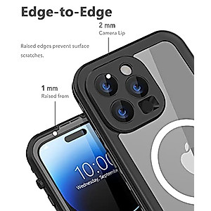 Guirble Design for iPhone 14 Pro Waterproof Case, Shockproof Dustproof Phone Case for iPhone 14 Pro with Screen Protector, Full Body Protective Case for iPhone 14 Pro Cover 6.1'' (Black/Gray)