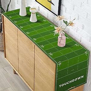 Pudodo Football Field Table Runner Touchdown Game Day Tablecloth Football Theme Birthday Party Kitchen Dining Home Decoration (13" x 72")