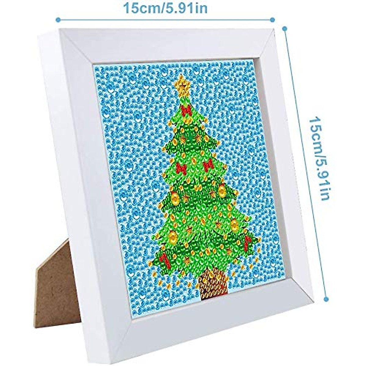 YOBEYI 5D Diamond Painting Kits for Kids Wooden Frame Diamond Arts and Crafts for Kids Mosaic Gem Stickers by Number Kits DIY Painting Arts Crafts Set Embroidery Christmas Gift (Xmas Tree)