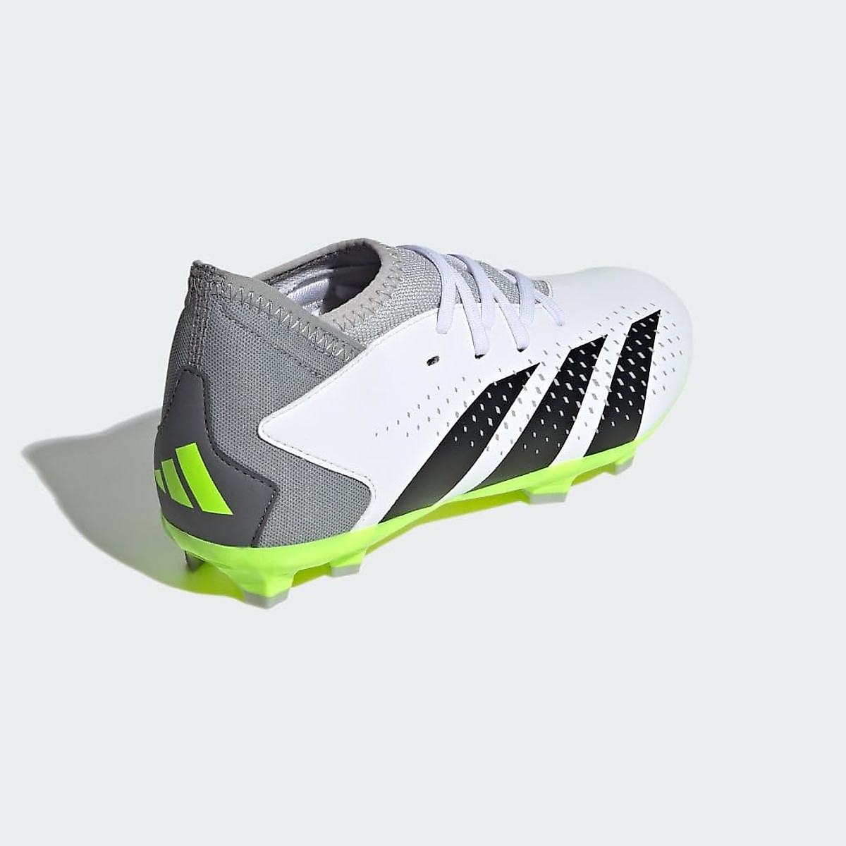 adidas Predator Accuracy.3 Firm Ground Sneaker, White/Core Black/Lucid Lemon, 12 US Unisex Little Kid