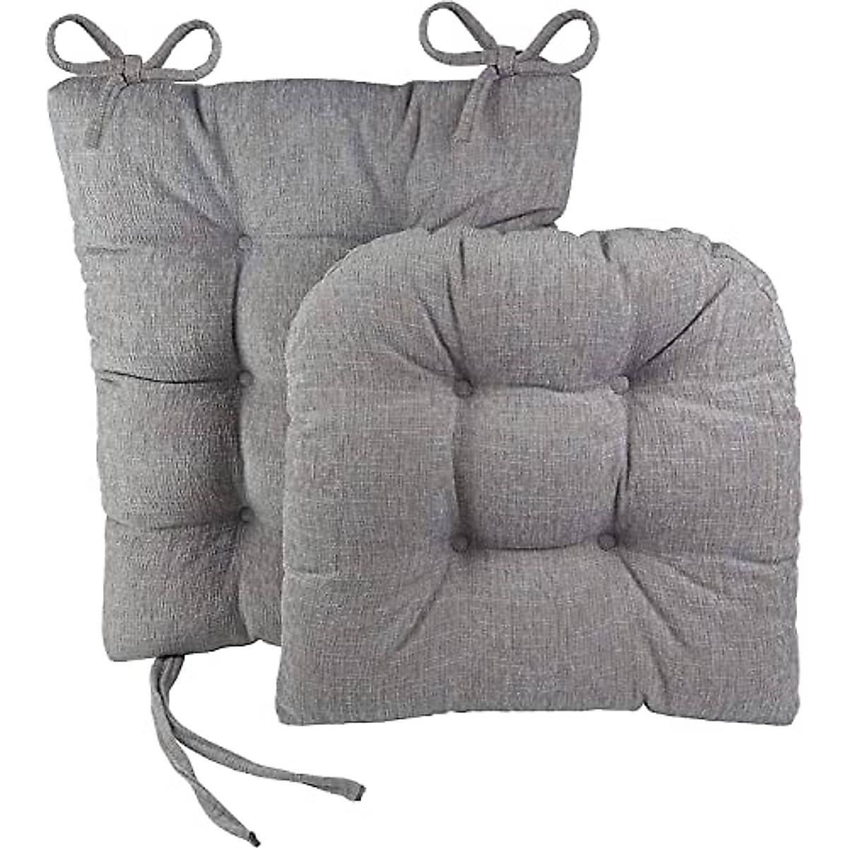 The Gripper Twill Jumbo XL Non-Slip Rocking Chair Cushion Set with Thick Padding, Includes Seat Pad & Back Pillow with Ties for Indoor Living Room Rocker, 17x17 Inches, 2 Piece Set, Gray