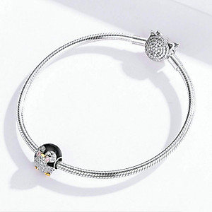 Penguin Charm 925 Sterling Silver Dog Charm Owl Charm Bird Charm Animal Charm Birthday Charm for Pandora Charm Bracelet (Penguin)