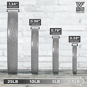 WF Athletic Supply Cast Iron 1-Inch Standard Grip Plate for Strength Training, Muscle Toning, Weight Loss & Crossfit - Multiple Choices Available