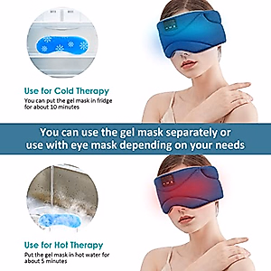 Bluetooth Sleep Mask with 24 White Noise, Ultra-Thin Speaker Cold Pack Blockout Bluetooth Eye Mask Sleep Headphones for Side Sleepers, Airplane, Travel, Cool Gadgets for Women Man (Blue)