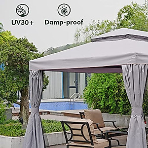 Grand Patio Replacement Canopy Top for 10×13 FT Outdoor Gazebo, Double Tiers Polyester Top with Mesh Netting Grey