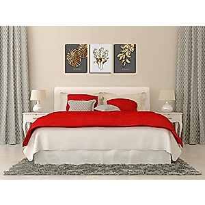 Gray and Gold boho Abstract Wall Art 3 Pieces Modern Stretched and Framed White Flower Gold Leaf Canvas Paintings for Living Room Home Office and Bedroom Bathroom Wall Decor Canvas Size: 12"x16"x3