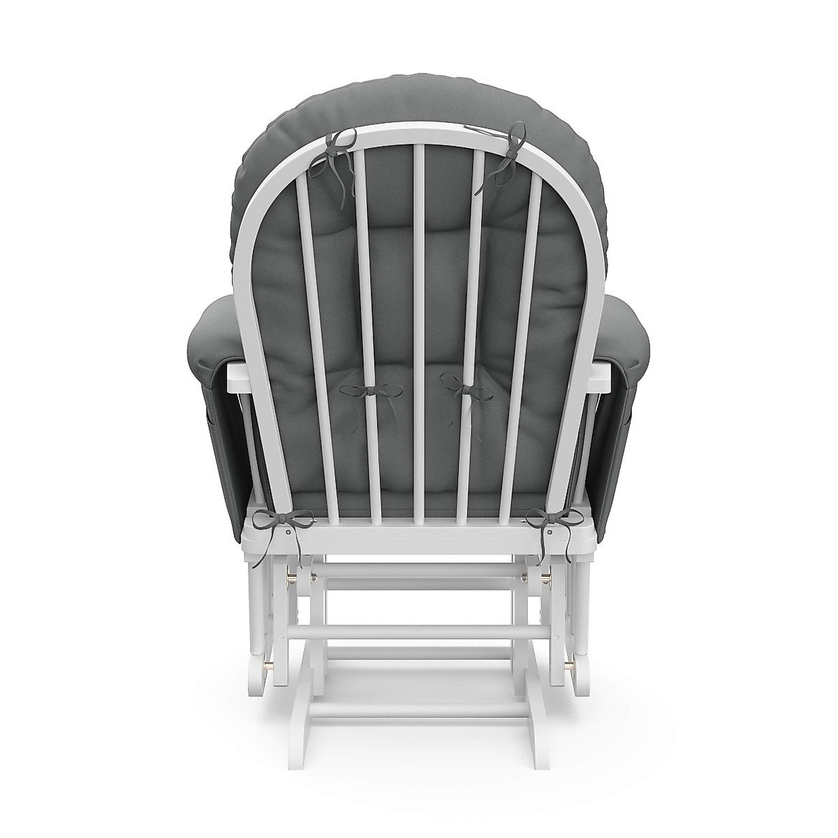 Storkcraft Premium Hoop Glider and Ottoman (White Base, Gray Cushion) – Padded Cushions with Storage Pocket, Smooth Rocking Motion, Easy to Assemble, Solid Hardwood Base