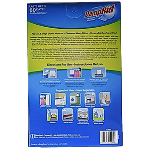 DampRid Fragrance Free Hanging Moisture Absorber, Inhibits Mold and Mildew, 14 ounce, pack of 6