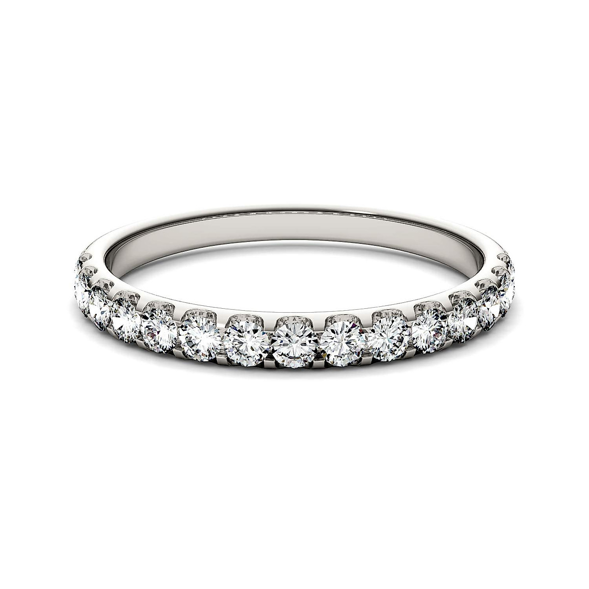 14K White Gold Moissanite by Charles & Colvard 2mm Round Wedding Band-size 6 0.45cttw DEW by Charles & Colvard