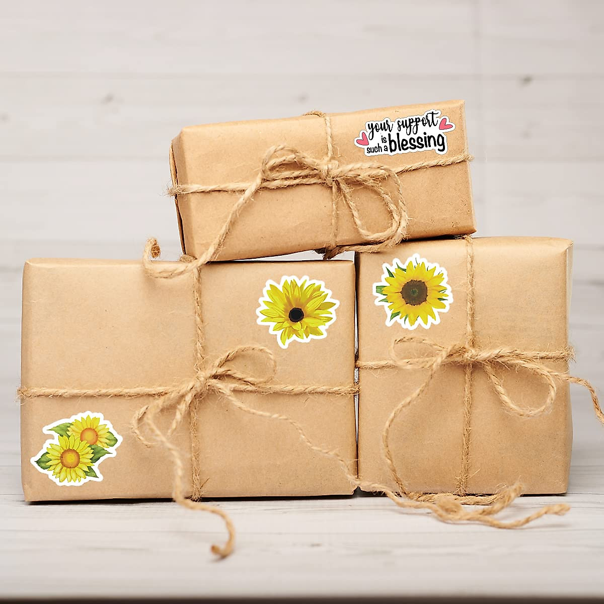 Wailozco 240 PCS Cute Sunflower Business Stickers,Funny Small Business Envelopes Stickers for Business Packages/Handmade Goods/Bags ,6 Different Design,Sunflower Theme Small Shop Business Stickers for