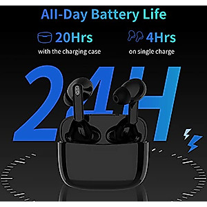 Hksany Wireless Earbuds Bluetooth 5.0 Headphones Noise Canceling Ear Buds Earphone with Charging Case 3D Stereo Auto Pairing Black