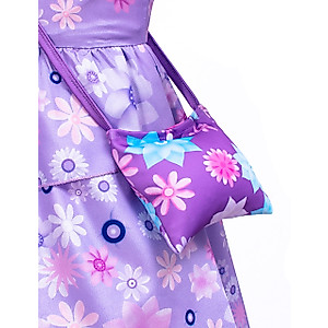 Kaisebile Princess Costume Dress for Girls Birthday Halloween Party Dress Up with Bag,Leis Necklace Headband 5-6 Years