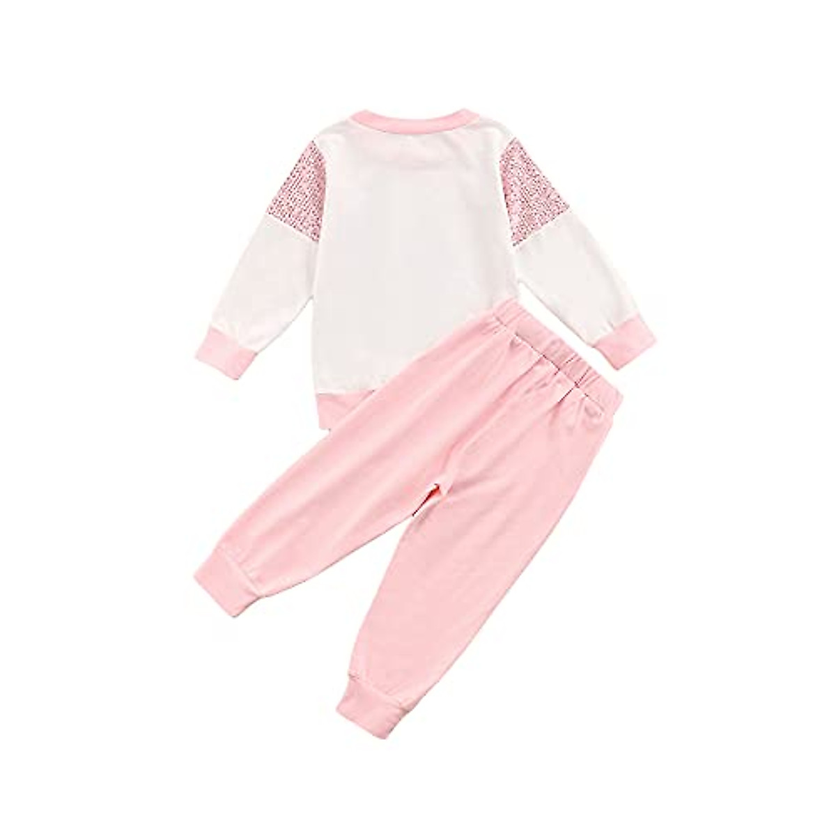 Inevnen Toddler Baby Girl Clothes Love Heart Leopard Sequin Pullover Top and Pants Set 2pcs Fall Winter Outfits (Pink, 5-6 Years)
