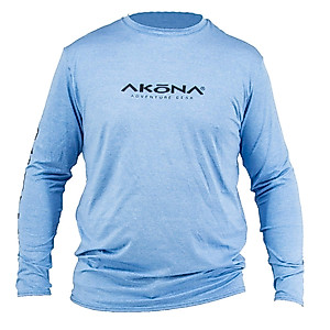 AKONA Men's Long Sleeve Rash Guard, Sun Shirt SPF50+, and Watersports Top. Snorkeling, Surfing, Paddling, Kayaking, Diving, Fishing - Blue, Medium