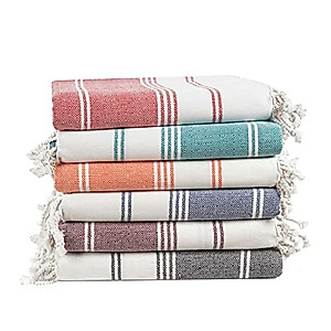 LANE LINEN 100% Cotton Beach Towel with Bag 6 Piece Towels Oversized 39"x71" Pool Absorbent Extra Large Quick Dry Sand Travel Towel - Multi