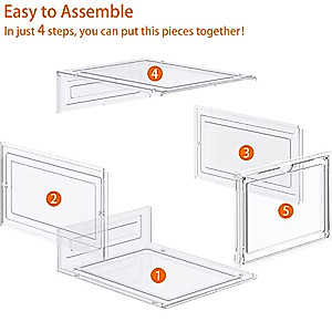 Shoe Storage, 6 Pack Shoe Organizer Clear Hard Plastic Shoe Box, Shoe Boxes Clear Plastic Stackable, Shoe Boxes with Lids for Size 13, Transparent