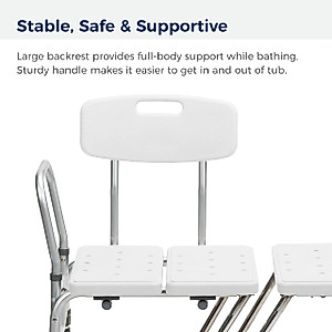Drive Medical Splash Defense Tub Transfer Bench for Bathtub with Curtain Guard Protection, White