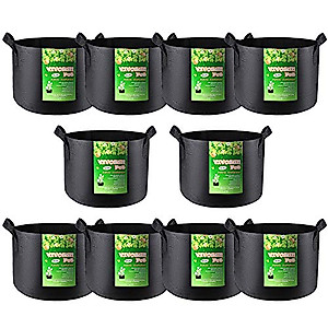 VIVOSUN 10-Pack 15 Gallon Grow Bags, Reinforced Planter Fabric Pots for Gardening Black