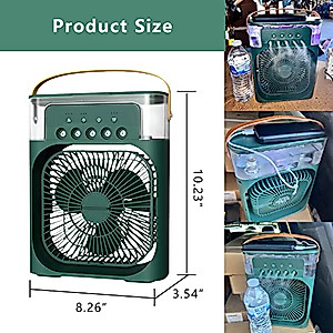 ATHRZ Portable Air Conditioner Fan with Water Spray Misting, 7-Color Lights, 5 Jets, and 3 Speeds - Ideal for Bedroom, Office, and Camping