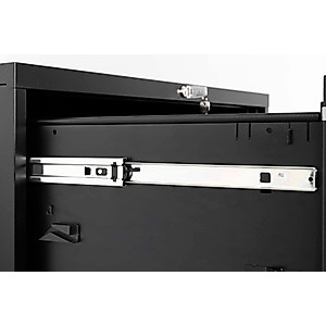Modern Metal Lateral File Cabinet with Lock, Locking Wide File Cabinet with Large Drawer, Large Deep Storage Cabinet Locked by Keys for Home Office Letter/Legal/F4/A4 Size (Black2)