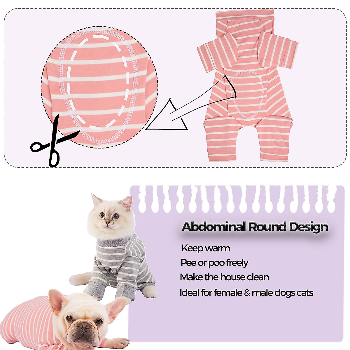 AOKAZI Dog Surgery Recovery Suit, Puppy Cat Onesie for Shedding Skin Disease Wound Protection, Medical Pet Surgical Suit Dog Shirt w/Long Sleeve, Dog Pajamas (Pink, Medium)