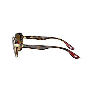 Ray-Ban RB3674M Scuderia Ferrari Collection Round Sunglasses, Gold/Chromance Brown Mirrored Grey Polarized, 51 mm
