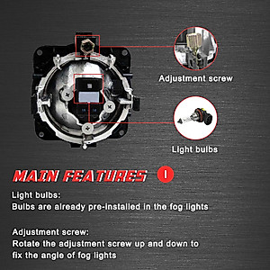 Driving Fog Lights Lamps Replacement for 05-06 Ford Escape, 03-04 Ford Mustang Cobra (SVT Model Only), 02-04 Ford Focus SVT, 2002 Lincoln LS with H10 12V 42W Halogen Bulbs (Clear Lens)