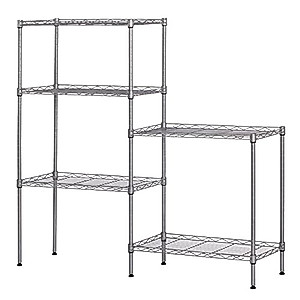 XIAOSENLIN 5 Tier Wire Shelving Metal Storage Rack Adjustable Shelves, Standing Storage Shelf Units for Laundry Bathroom Kitchen Pantry Closet (Silver1-5-Tier)