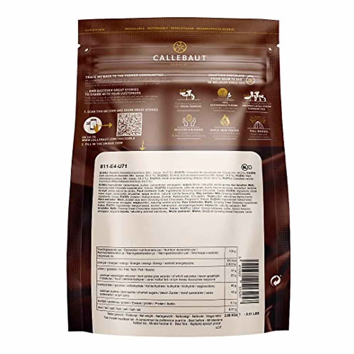 Callebaut Belgian Dark Couverture Chocolate Semisweet Callets, 54.5% - 5.5 Lbs