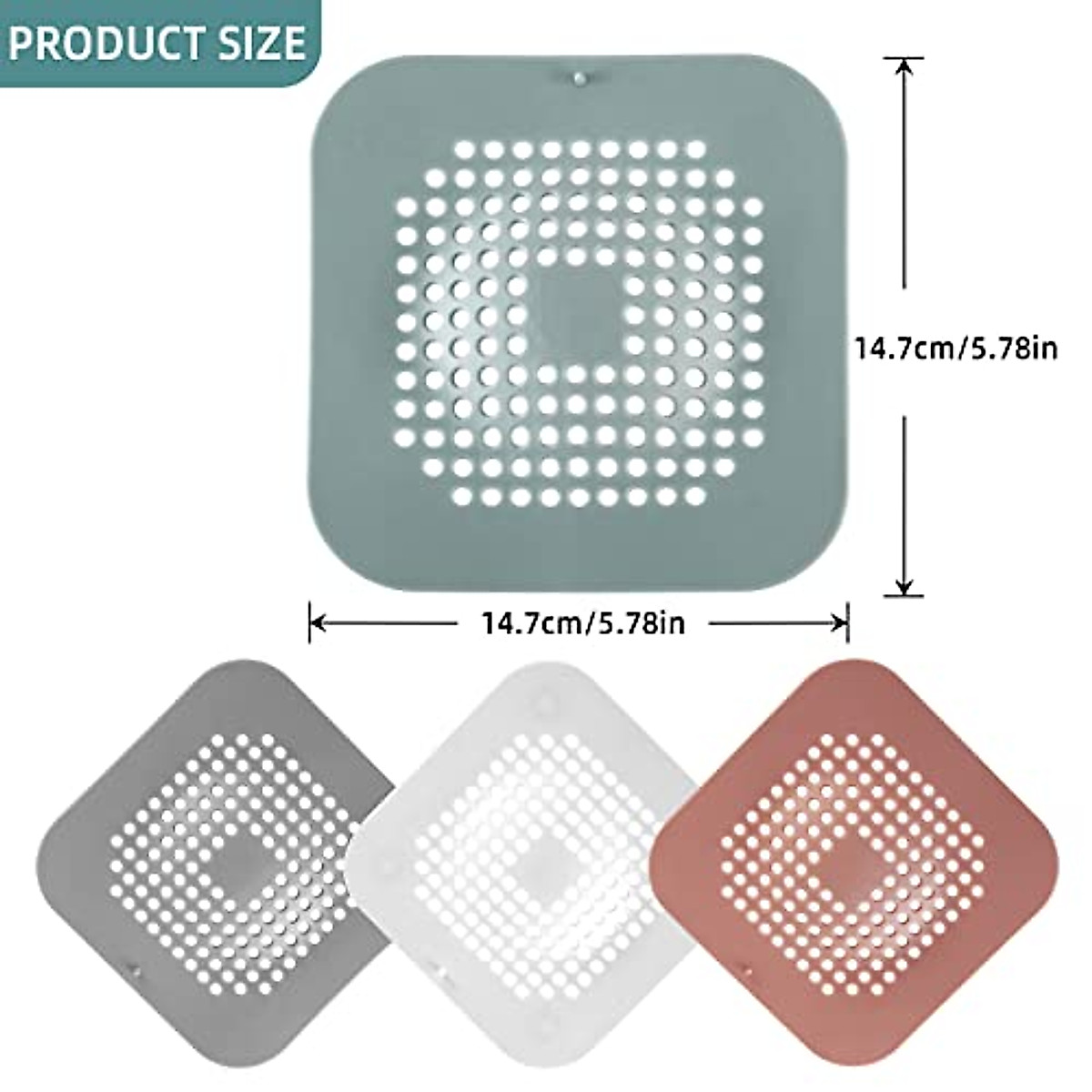 Shower Hair Drain Catcher,Convex Cover for Stopper with Suction Cup,Suit for Bathroom,Bathtub,Kitchen 4 Pack