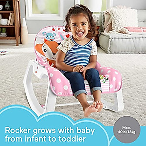 Fisher-Price Infant-to-Toddler Rocker – Pink Critters, Baby Rocking Chair with Toys for Soothing or Playtime from Infant to Toddler