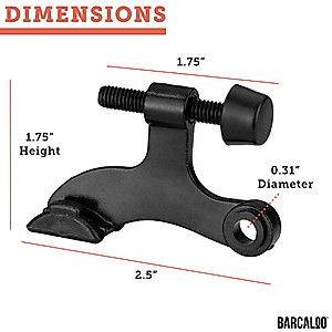 Door Stopper Hinge, Black 12 Pack - Heavy Duty Adjustable Hinge Pin Door Stop Hardware with Rubber Bumper Tips