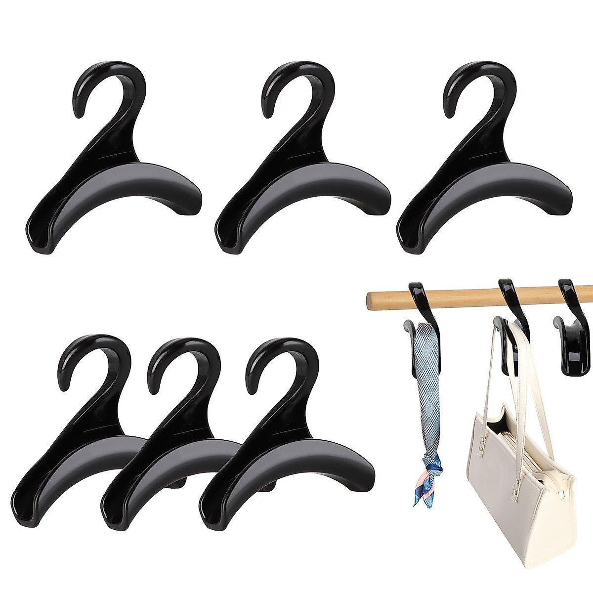 Autroly Purse Hanger,Purse Hangers for Closet,Purse Hanger Closet,Purse Hangers,Bag Hanger,Backpack Hangers for Closet,Bag Hooks for Closet(Black, 6 Pcs)