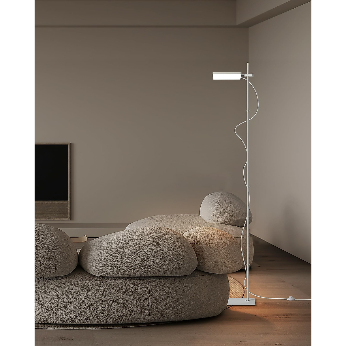 VISDANFO Modern Floor Lamp, 360 Degree Rotation Sky LED Floor lamp Office Lighting, Bright LED Standing Pole Light, Tall Lamps for Living Room,Bedroom,Reading,Study Room (White)