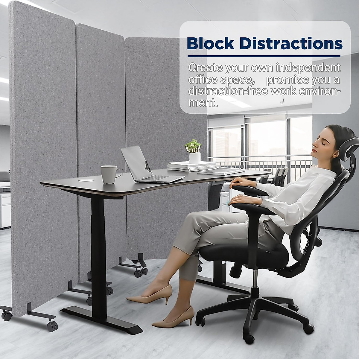 Sound Proof Dividers w/Wheels, Portable Office Wall Divider for Room Partition, Soundproof Room Divider Privacy Panel Partition Wall Cubicle Wall, Rolling Temporary Wall for Studio, School, Hospital