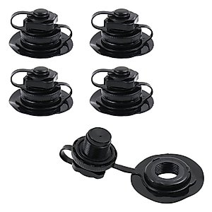 Quluxe 5 Pcs Air Valve Inflatable Boat Spiral Air Plugs Air Mattress Plugs Boston Valve for Rubber Dinghy Raft Kayak Pool Boat Airbeds- Black