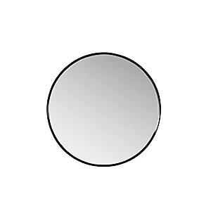 VINNOVA Cascante 28 in. W x 28 in. H Round Metal Wall Mirror in Brushed Black
