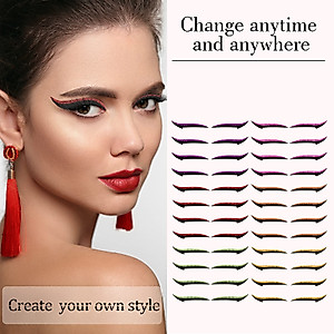 24 Pairs Reusable Eyeliner and Eyelash Stickers, Glitter Eyeliner Stickers Double Eyelid Tape Self-Adhesive Eye Line Strip Instant Eye Makeup Tool Waterproof