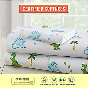 Wildkin Kids 100% Cotton Fitted Crib Sheet for Boys and Girls, Crib Sheets Measures 52 x 28 x 8 Inches, Kids Crib Sheets with Super Soft and Breathable Material (Dinosaur Land)
