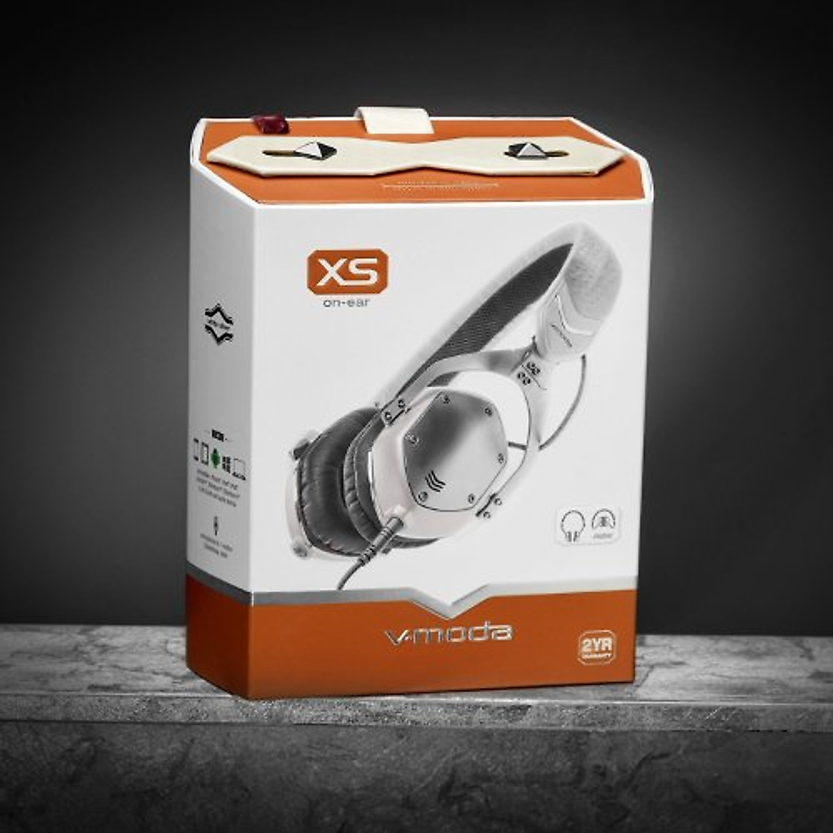 V-MODA XS On-Ear Folding Design Noise-Isolating Metal Headphone (White Silver)