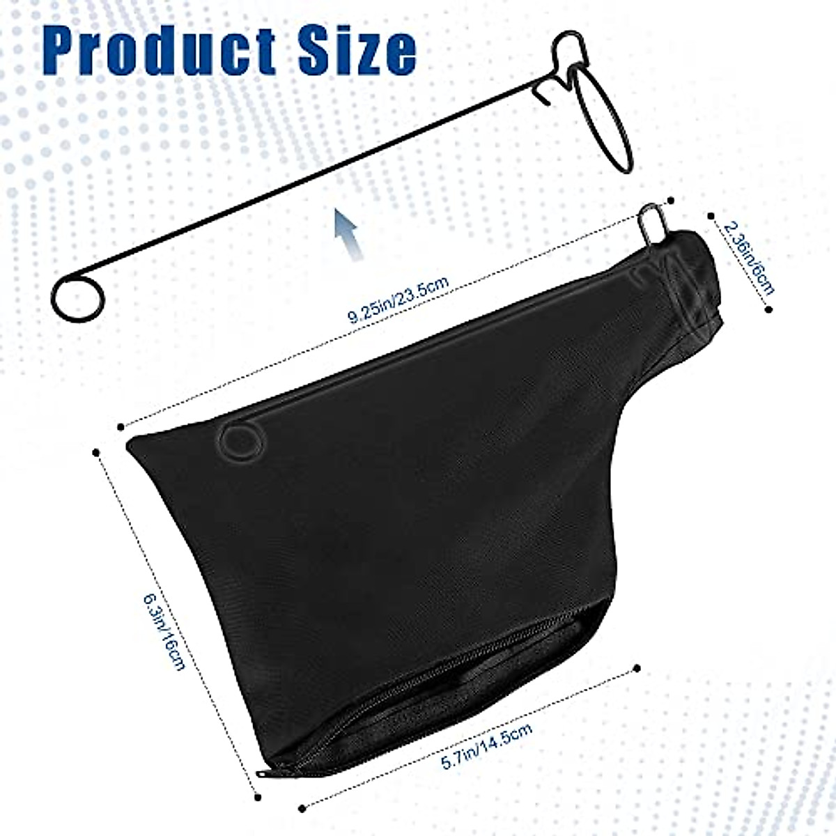 Black Dust Collection Bag for Miter Saw 255 Model with Zipper and Wired Adjustable Stand, Dust Collector Bags for Miter Saw, Tank Belt Sander, Edge Planer, Diagonal Saw (2 Pack)