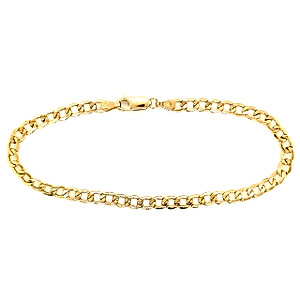 Real 10k Yellow Gold Hollow C-Link Men and Women Bracelet/Anklet 4.5 mm (9)