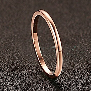 Jude Jewelers 1.5mm Stainless Steel Classical Plain Stackable Wedding Band Ring (Rose Gold, 5.5)