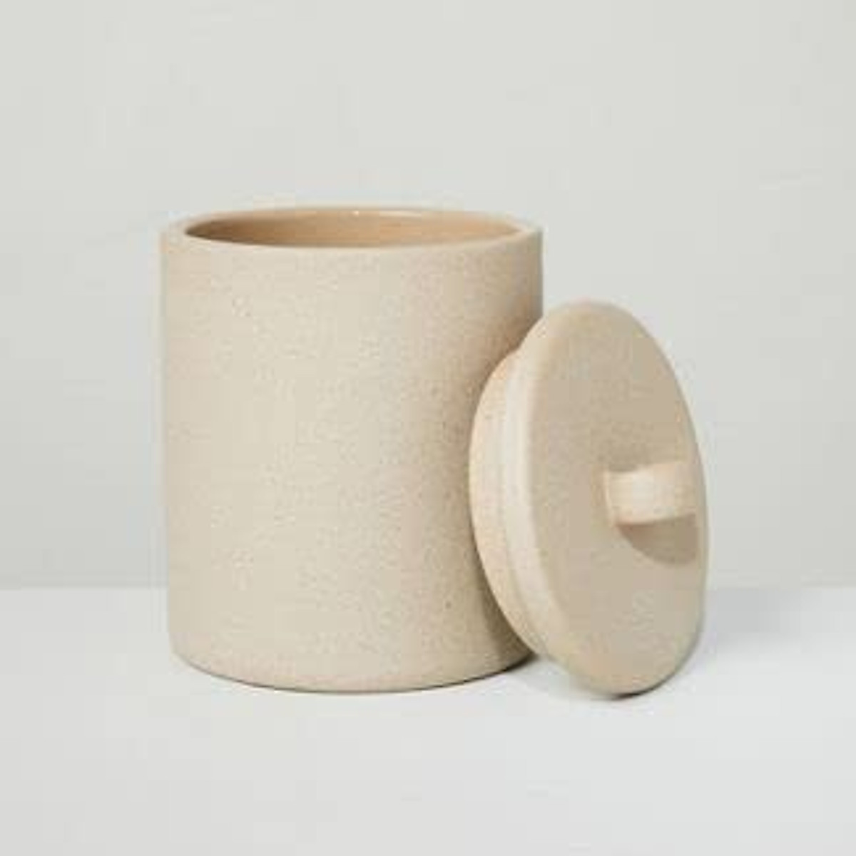Hearth & Hand with Magnolia Sandy Textured Ceramic Bath Canister Natural Medium 5.75"