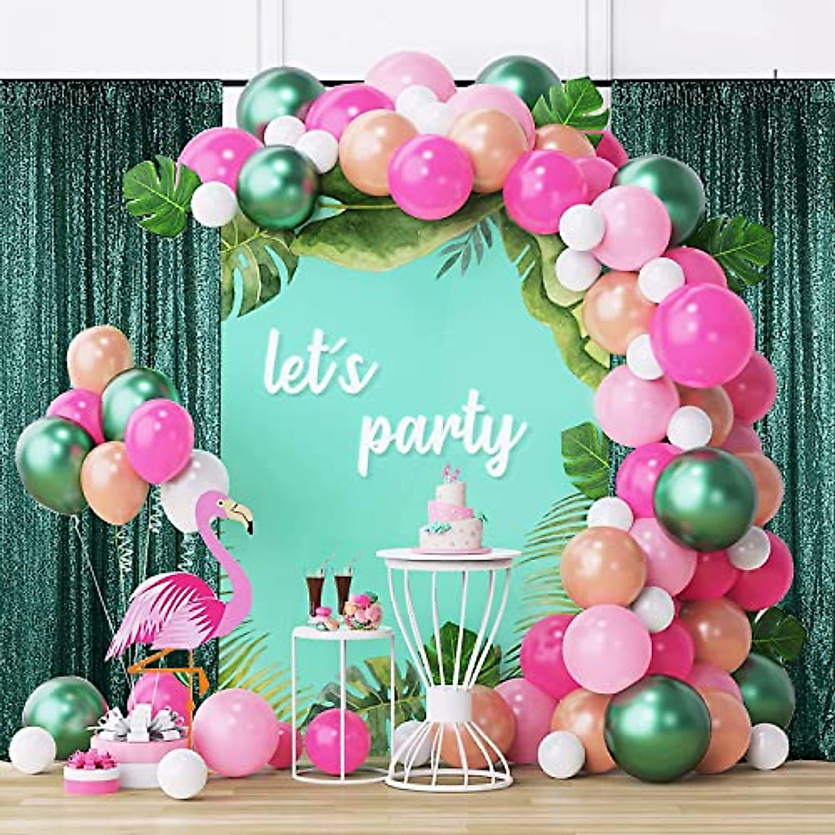 Sugargirl Dark Green Sequin Backdrop Curtain 2 Panels 2FTx8FT Glitter Dark Green Background Drapes Sparkle Photography Backdrop for Party Wedding Birthday Wall Decoration